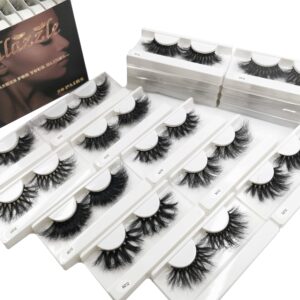 Fluffy Mink Lashes, Ellazzle 20 Pairs Wholesale Eyelashes 25mm Dramatic Thick Volume 3D Eyelashes Mink Reusable Lashes Pack