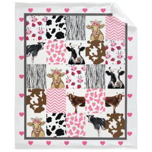 aozyhug cow baby blanket cow print baby blanket cow print crib sheet cow print bedding strawberry cow print swaddle blanket infant, newborn toddler blankets for stroller (30"x40" inches)