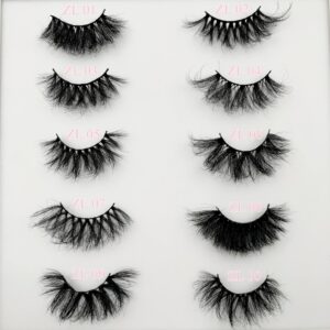 Fluffy Mink Lashes, Ellazzle 20 Pairs Wholesale Eyelashes 25mm Dramatic Thick Volume 3D Eyelashes Mink Reusable Lashes Pack