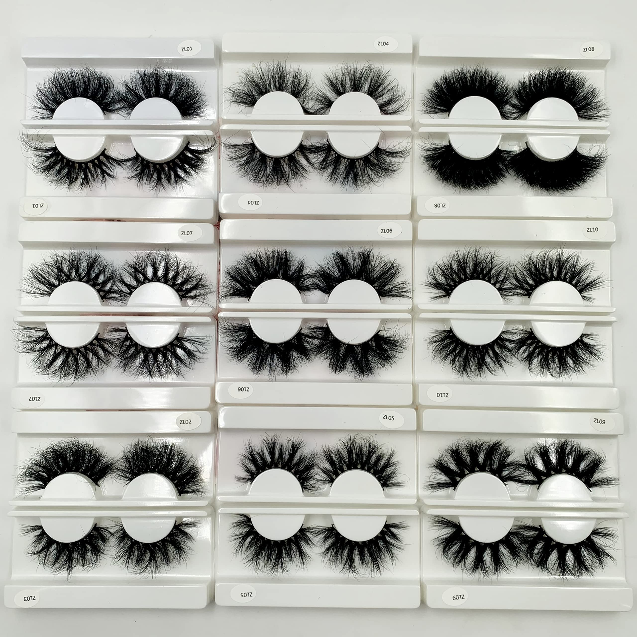 Fluffy Mink Lashes, Ellazzle 20 Pairs Wholesale Eyelashes 25mm Dramatic Thick Volume 3D Eyelashes Mink Reusable Lashes Pack