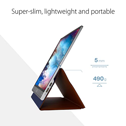 ASUS ZenScreen OLED 13.3” 1080P Portable USB Monitor (MQ13AH) - Full HD, 100% DCI-P3, 1ms, Delta E < 2, HDR-10, Eye Care, USB Type-C, Mini HDMI, Tripod Mountable, Smar Case, External Screen for Laptop