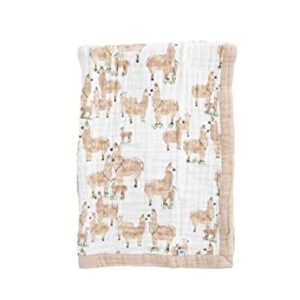 Little Unicorn Llama Llama Cotton Muslin Quilt Receiving Blanket | 100% Cotton | Super Soft | Babies and Toddlers | 30” x 40” | Machine Washable