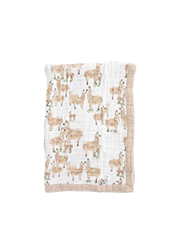 Little Unicorn Llama Llama Cotton Muslin Quilt Receiving Blanket | 100% Cotton | Super Soft | Babies and Toddlers | 30” x 40” | Machine Washable