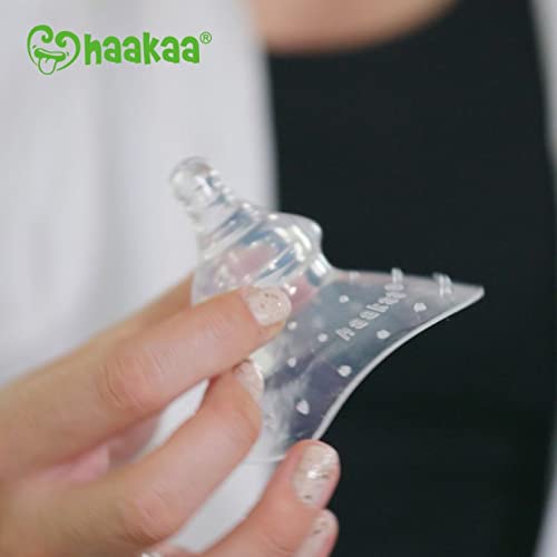 haakaa Breastfeeding Nipple Shield - Protect Sore, Inverted Nipples for Breastfeeding Mom, Non Slip Nipple Teat, Variable Flow Non-Toxic - Round Shape