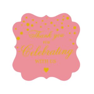 opg pink thank you sticker,thank you for celebrating with us stickers, decorative seals for party supplies,50-pack 2"