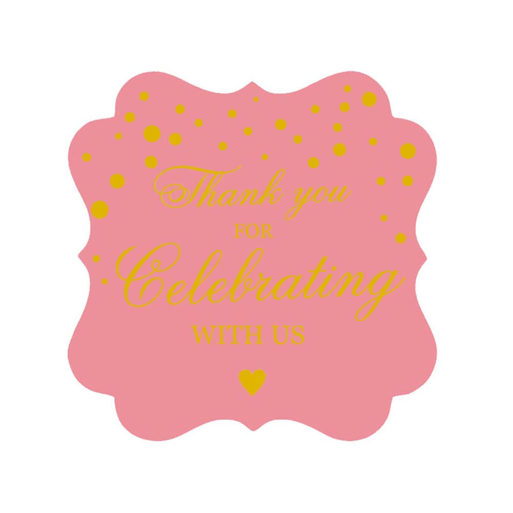 OPG Pink Thank You Sticker,Thank You for Celebrating with Us Stickers, Decorative Seals for Party Supplies,50-Pack 2"