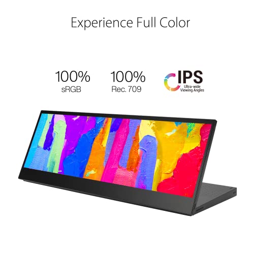 ASUS ProArt Display 14” Portable Touch Screen (PA147CDV) - 32:9 (1920 x 550), IPS, 100% sRGB, Color Accuracy ΔE < 2, Calman Verified, USB-C, Control Panel, MPP2.0 Pen Support, Adobe Suite Shortcut