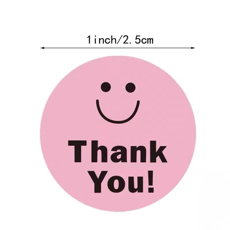 Redya Thank You Stickers, 500 Pieces Envelope Sticker, 1.5 inch Business Stickers, Smiley Face Stickers, Packaging for Small Business, Supplies, Mailer Boxes, Envelope Seals (301-00006)