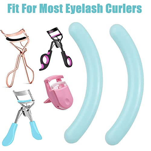 Eyelash Curler Refill Pads, 24 Pack Silicone Replacement Refills Eye Lash Rubber Curler Pads for Universal Eyelash Curler with a Clear Storage Box Cosmetic Accessory, Mint Green (ECP-01)