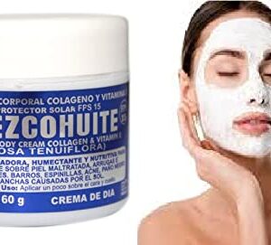 DEL INDIO PAPAGO Facial Day Skin Cream with Tepezcohuite 60g Small - Corporal Colageno Y Vitamina E - Hydrates the Skin