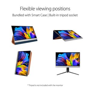 ASUS ZenScreen OLED 13.3” 1080P Portable USB Monitor (MQ13AH) - Full HD, 100% DCI-P3, 1ms, Delta E < 2, HDR-10, Eye Care, USB Type-C, Mini HDMI, Tripod Mountable, Smar Case, External Screen for Laptop