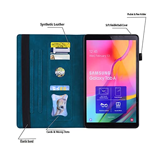 Case for Samsung Galaxy Tab S8 Plus 12.4 inch/Tab S8+/Tab S7 FE, Galaxy Tab S7+/S7 Plus(SM-T970/T976) Folio Case Shell Auto Wake/Sleep PU Leather Business Wallet Cover with Card Holder,Peacock Blue