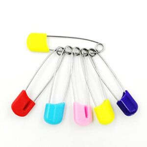 diaper pins, 50 safety pins plastic head stainless steel diaper pins with safe locking closures for diaper clothes dress craft hold clip