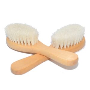 hikin natural soft wool bristles dry facial cleansing brush, 6" face skin care exfoliating scrub brush, 2 pack wood handle face brush cleanser.