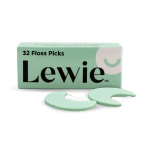 lewie floss coin - dental floss picks (32 count) - high toughness & thin thread floss picks for removing plaque - compact, travel-friendly tooth flossers with portable package - 1pk, 32 pics