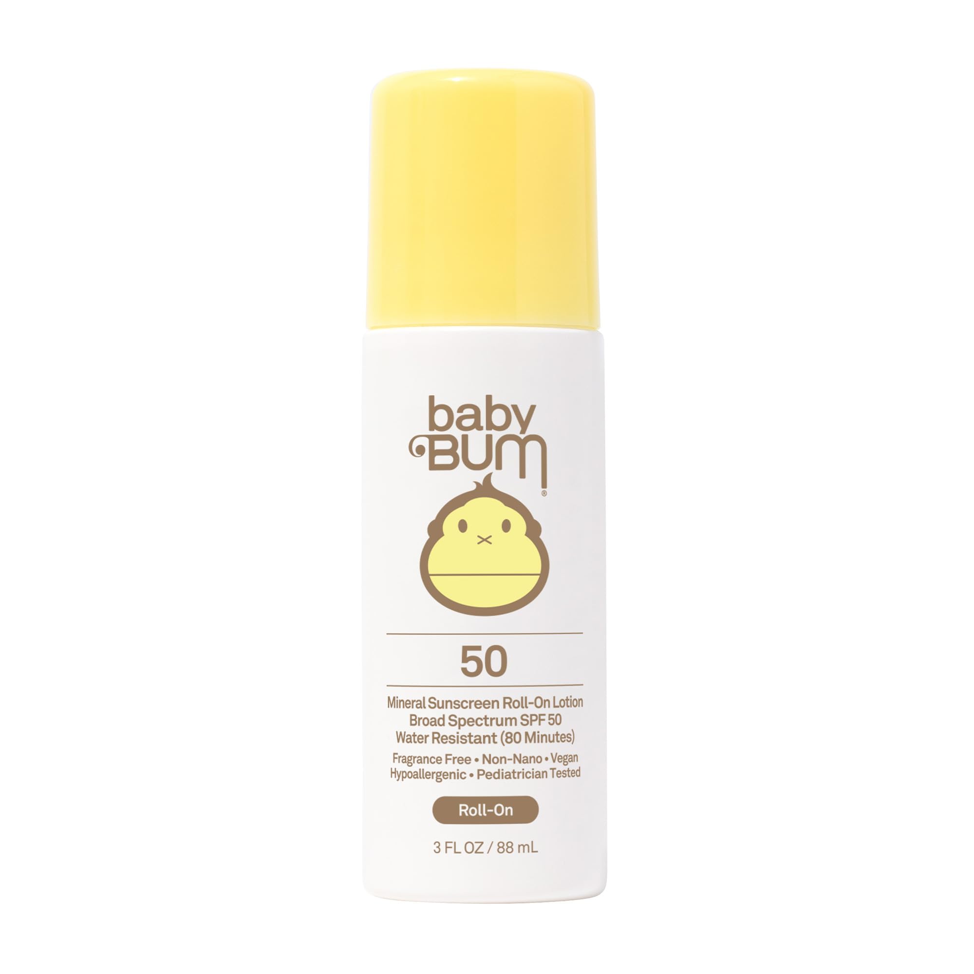 Baby Bum Mineral SPF 50 Roll-On Sunscreen | Vegan and Hawaii 104 Act Compliant (Octinoxate & Oxybenzone Free) Broad Spectrum Moisturizing UVA/UVB Easy Roller Ball Sunscreen Lotion