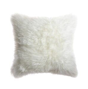 snoozy woolies natural australian white sheepskin fur pillow cover (not filled) 45 * 45cm (18 * 18 inch)- decorative cushion covers, shaggy white pillow, soft fuzzy pillow case, chair pad