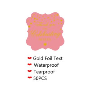 OPG Pink Thank You Sticker,Thank You for Celebrating with Us Stickers, Decorative Seals for Party Supplies,50-Pack 2"