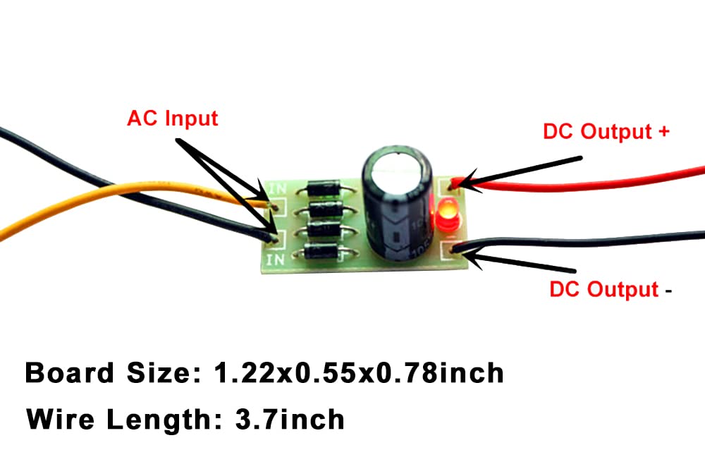 3Pcs AC-DC Converter 6V 12V 24V to 12V 6V Full Bridge Rectifier Filter Power Supply Module for Model Train Railroad LED, 1N4007 AC to DC Converter Rectifier (Input AC 6V-32V (capacitance 50V470UF))