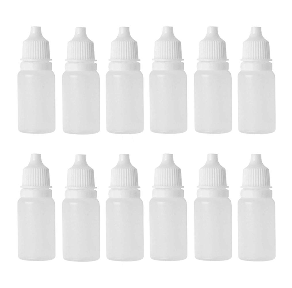 UPSTORE 12PCS 30ml 1oz Empty Plastic Squeezable Eye Liquid Dropper Bottles Drop Jars Squeeze Eye Dropper Container with Screw Caps and Plugs