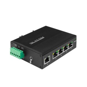 olycom 5-port industrial poe gigabit ethernet din-rail switch 4 x gigabit ethernet ports with poe 30w, 120w total ip40 operating temperature -40° – 75°c (-40° – 167°f)