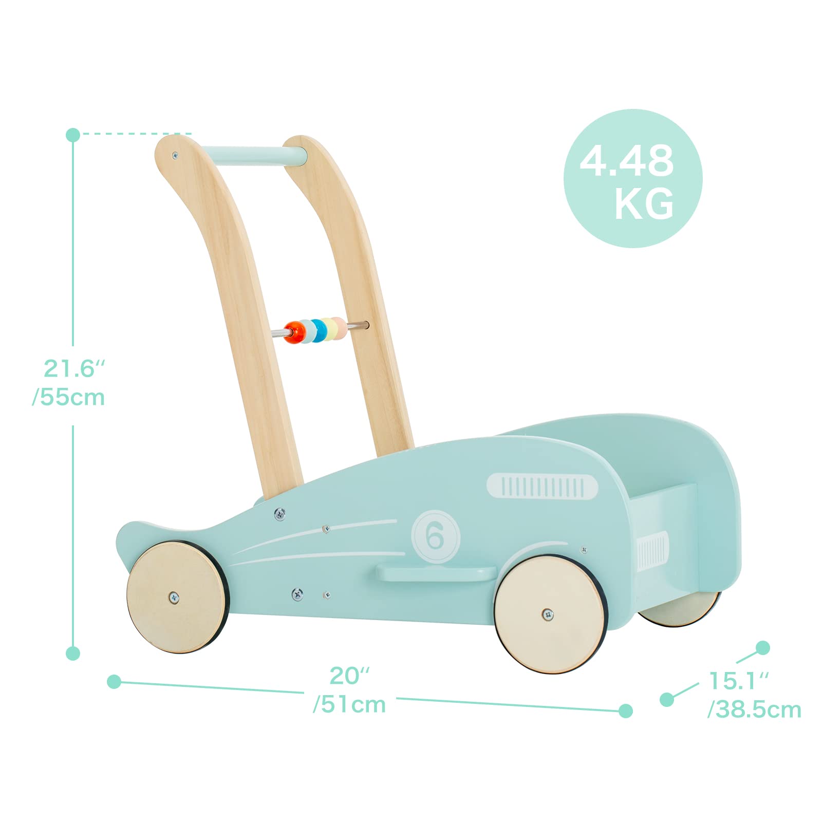 Baby Wooden Walker, Baby Learning Walker Toddler Toys with Wheels for Baby Girls Boys 1-3 Years Old