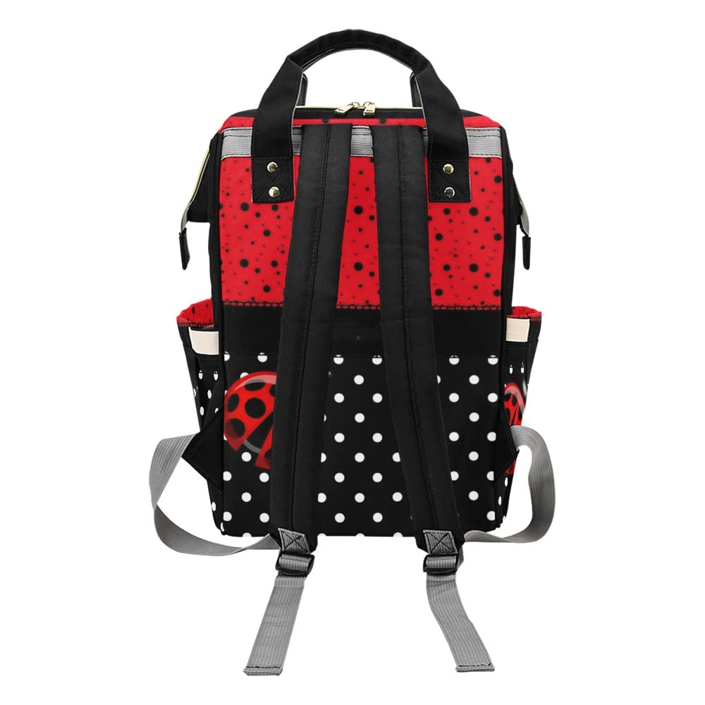 Eiis Unidesign Dots Ladybirds Personalized Diaper Bag Multi-Function Backpack Nappy Bag Travel DayPack for Unisex