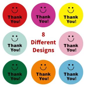 Redya Thank You Stickers, 500 Pieces Envelope Sticker, 1.5 inch Business Stickers, Smiley Face Stickers, Packaging for Small Business, Supplies, Mailer Boxes, Envelope Seals (301-00006)