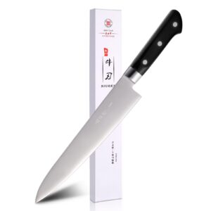 chuyiren japanese chef knife 9.5 inches, professional gyuto chef knife, sharp sashimi knife with black ergonomic handle, sushi knife for household or valentines day gifts