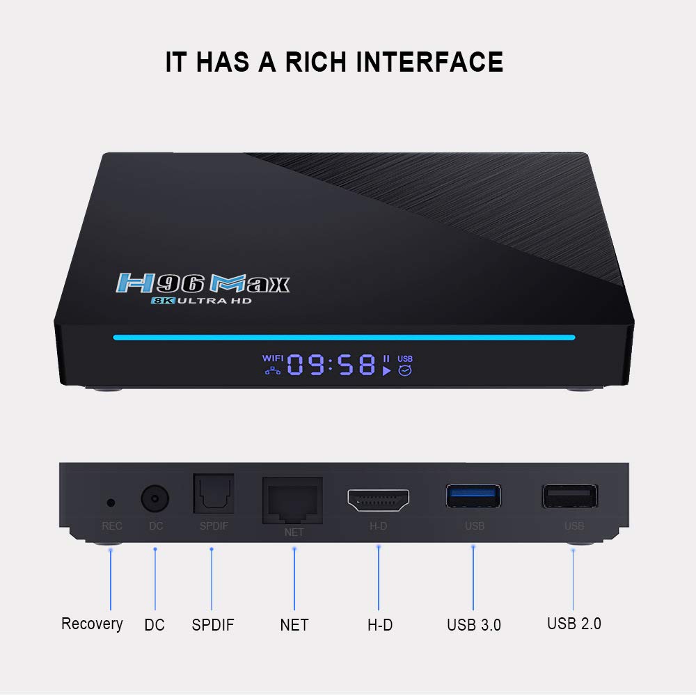 8GB 128GB H96 Max RK3566 Android TV Box RK3566 Quad Core Android 11.0 2.4G/5G WiFi 1000M LAN BT4.0 USB3.0 Support 4K 60fps H.265 HDR Box with i8 Keyboard