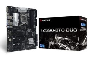 biostar tz590-btc duo (intel 10th and 11th gen) lga 1200 intel z590 9 gpu support gpu mining motherboard.