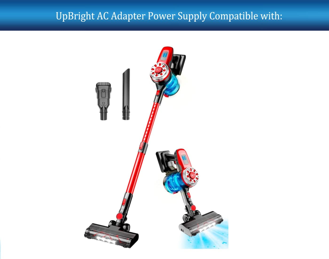 UpBright 27V AC/DC Adapter Compatible with OKP X100 X 100 S100 MV200 MV 200 22.2V 2200mAh 2600mAh 22.2VDC Li-ion Battery Lightweight Cordless Stick Vacuum Cleaner 27VDC 500mA Power Supply Cord Charger