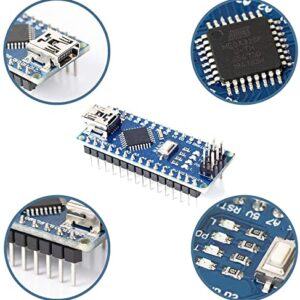 RedTagCanada Nano with The bootloader Compatible with Nano 3.0 Controller for Arduino CH340 USB Driver 16Mhz Nano v3.0 ATMEGA328P/168P (Blue-ATMEGA328 Welded) (No Cable)