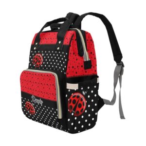 Eiis Unidesign Dots Ladybirds Personalized Diaper Bag Multi-Function Backpack Nappy Bag Travel DayPack for Unisex