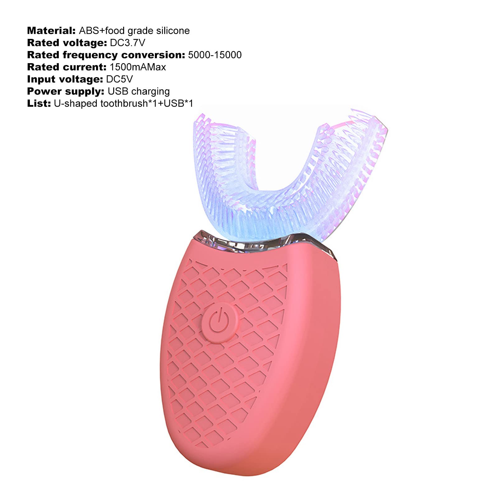 junzhan inter Electric Toothbrush U-Shaped Ultrasonic Silicone 360 Degrees Automatic Blue Light Toothbrush for Home Use U Type Toothbrush, 8-15 Year