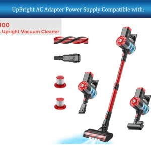 UpBright 27V AC/DC Adapter Compatible with OKP X100 X 100 S100 MV200 MV 200 22.2V 2200mAh 2600mAh 22.2VDC Li-ion Battery Lightweight Cordless Stick Vacuum Cleaner 27VDC 500mA Power Supply Cord Charger