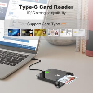 ZOWEETEK CAC Reader USB C, CAC Card Reader Military, DOD Military USB Common Access CAC, Compatible with Windows, Mac OS and Linux (Type C)