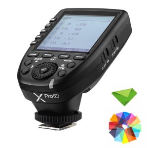 godox xpro-f wireless flash trigger transmitter for fuji fujifilm 1/8000s hss ttl-convert-manual function large screen slanted design 5 dedicated group buttons 11 customizable functions w/color filter