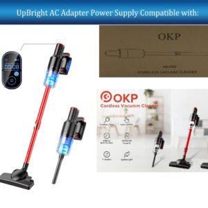 UpBright 27V AC/DC Adapter Compatible with OKP X100 X 100 S100 MV200 MV 200 22.2V 2200mAh 2600mAh 22.2VDC Li-ion Battery Lightweight Cordless Stick Vacuum Cleaner 27VDC 500mA Power Supply Cord Charger