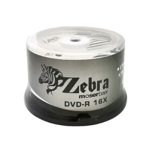 moserbaer zebra dvd-r 16x 4.7gb branded logo recordable media disc-50 pack spindle