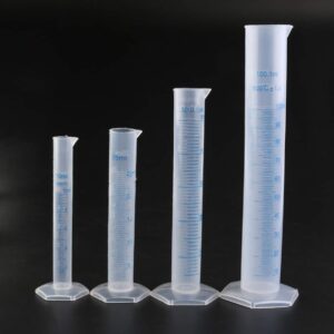 HEALLILY 4Pcs Measuring Cylinder Beaker Plastic Graduated Cylinder Test Tube Industrial Quality 10ml/ 25ml/ 50ml/ 100ml with Pour Spout