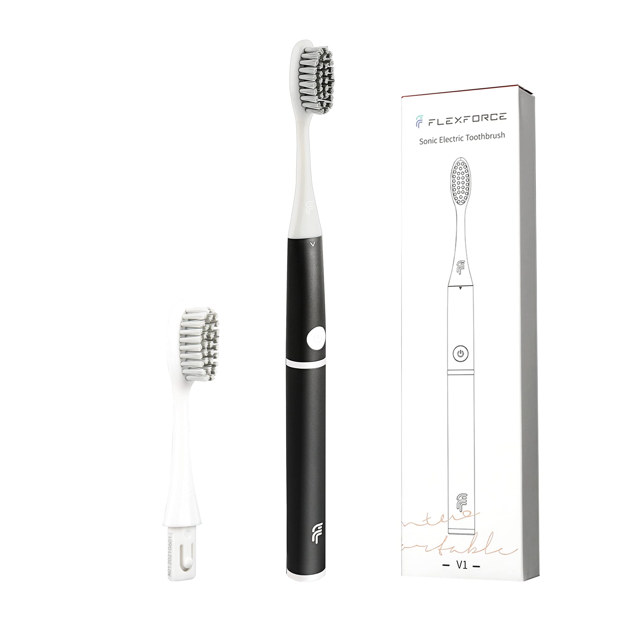 Flexforce Sonic Electric Intelligent Battery-Operated Electric Toothbrush Soft Dupont Replace The Mounting Brush Head V1 The Sky Black