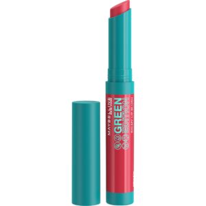 maybelline green edition balmy lip blush, formulated with mango oil, dusk, cherry pink, 1 count