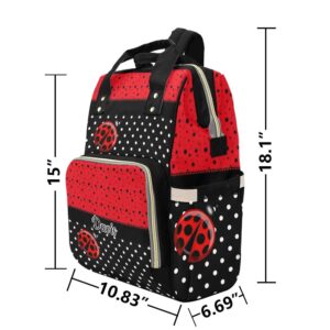 Eiis Unidesign Dots Ladybirds Personalized Diaper Bag Multi-Function Backpack Nappy Bag Travel DayPack for Unisex