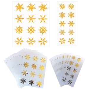 fazhbary 24 sheets gold snowflake stickers round gift label stickers seal self adhesive stickers for envelopes cards cookie candy bag crafts