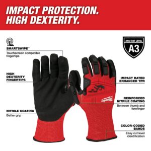 Milwaukee X-Large Red Nitrile Impact Level 3 Cut Resistant Dipped Work Gloves