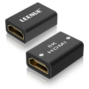 leenue hdmi coupler 8k, female to female 2.1 hdmi adapter, hdmi connector 8k@60hz / 4k@120hz hdr extender for hdtv, laptop, pc, monitor, roku tv, 2 pack