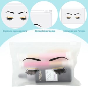 Kajaia 100 Pieces 6 x 4 Inch Eyelash Makeup Bags Clear Eyelash Aftercare Bags Eyelash Cosmetic Bags Empty Lash Zipper Pouches EVA Eyelash Eyebrow Printed Bags Multipurpose Toiletry Bags for Women