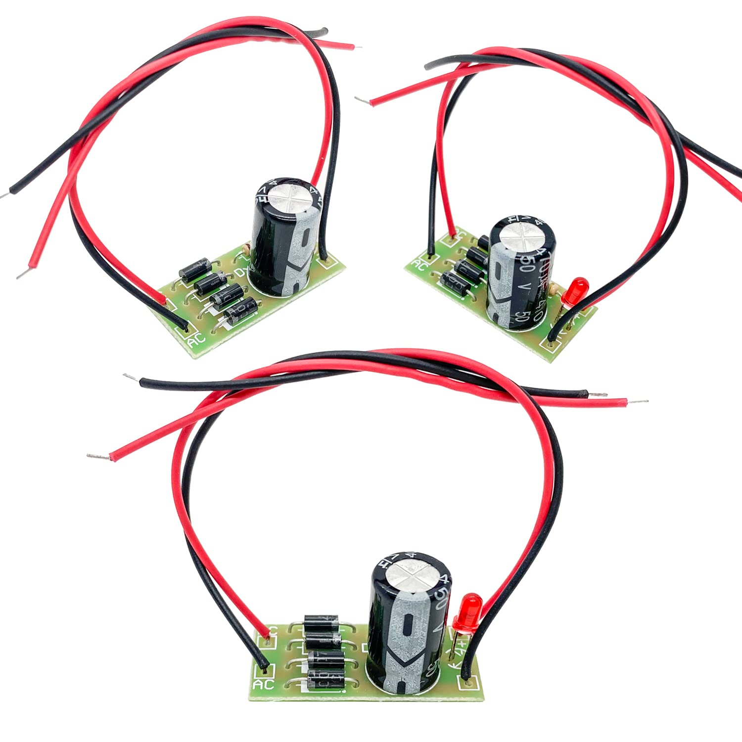 3Pcs AC-DC Converter 6V 12V 24V to 12V 6V Full Bridge Rectifier Filter Power Supply Module for Model Train Railroad LED, 1N4007 AC to DC Converter Rectifier (Input AC 6V-32V (capacitance 50V470UF))