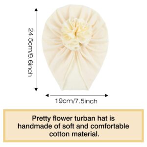 Cinaci 8 Pack Soft Cotton Solid Turban Hats Caps Beanies Headwraps with Big Flower Bow for Baby Girls Infants Toddlers Kids